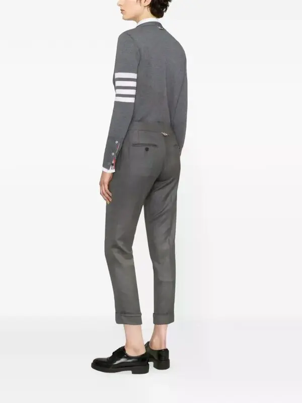 Thom Browne Cropped Wool Skinny Trousers - Grey