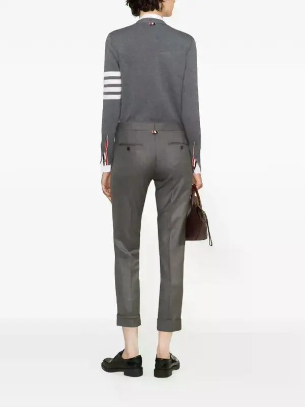 Thom Browne Cropped Wool Skinny Trousers - Grey