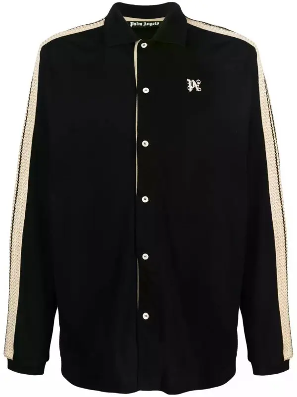 Palm Angels Pa Monogram Cotton Shirt - Black