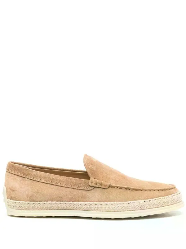 TOD'S Suede Espadrille Loafers - Neutrals