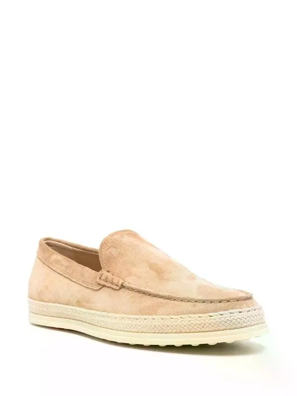 TOD'S Suede Espadrille Loafers - Neutrals