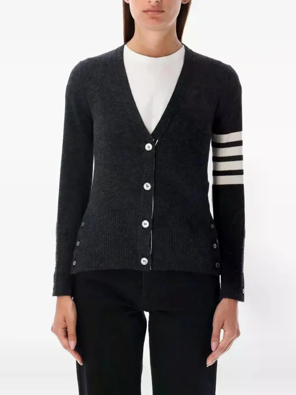 Thom Browne 4-bar V-neck Cashmere Cardigan - Grey