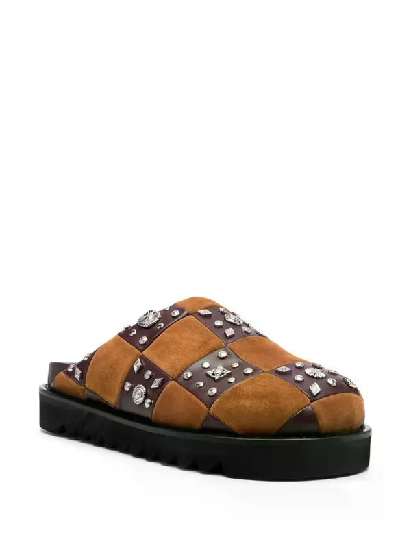 TOGA VIRILIS Stud-embellished Leather Slippers