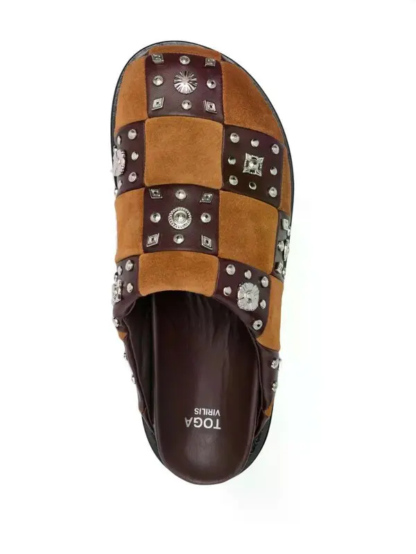TOGA VIRILIS Stud-embellished Leather Slippers