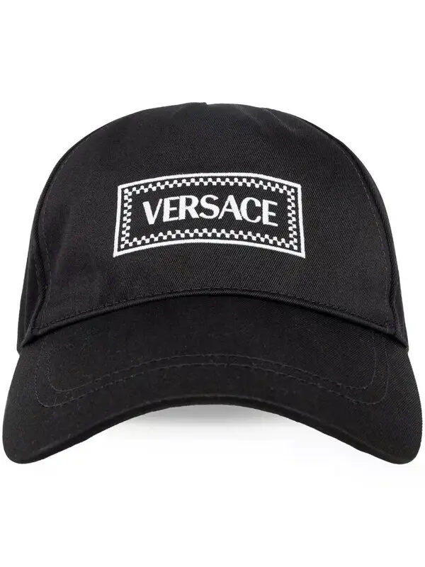 Versace Logo-embroidered Cotton Cap - Black