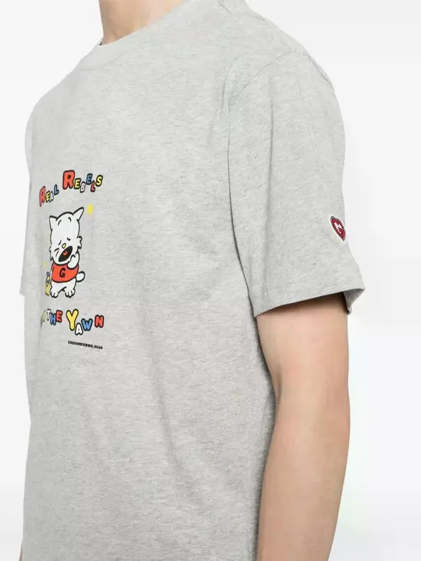 GROUND ZERO Cat Print Cotton T-shirt