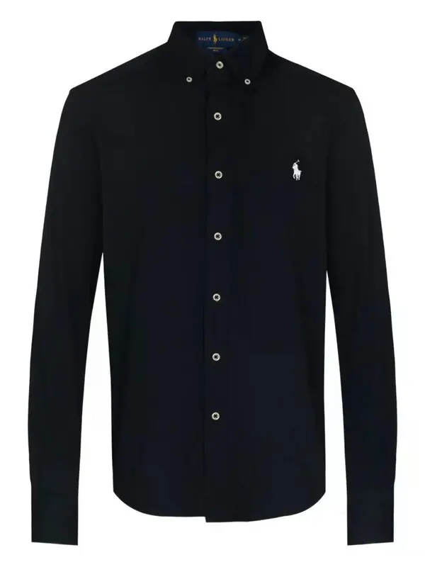 Polo Ralph Lauren Logo Embroidered Button-down Shirt - Black