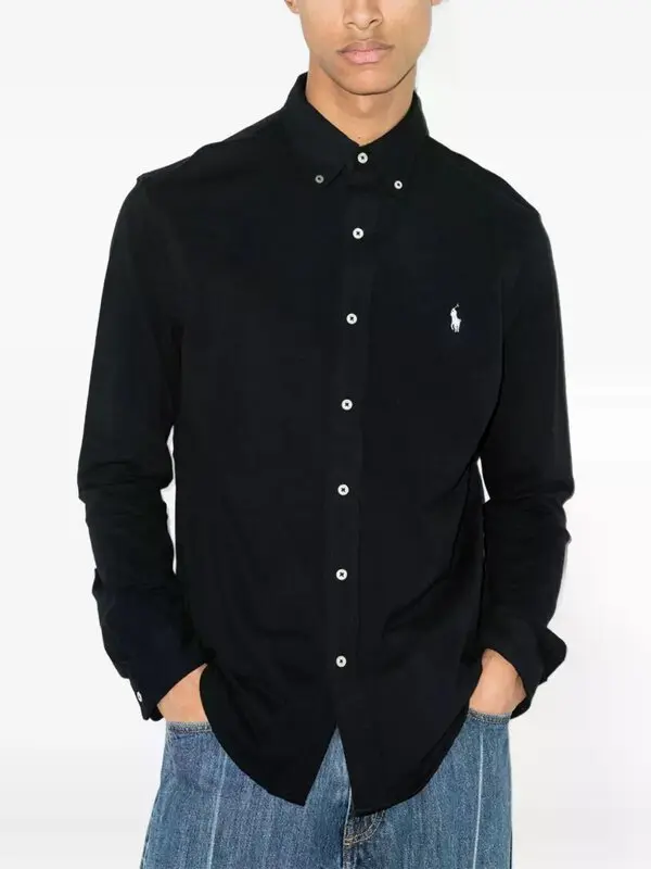 Polo Ralph Lauren Logo Embroidered Button-down Shirt - Black