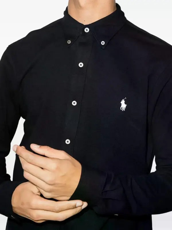 Polo Ralph Lauren Logo Embroidered Button-down Shirt - Black