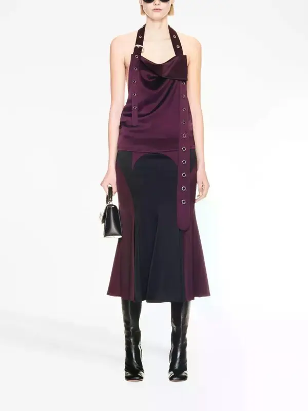 Off-White Panelled Satin Midi Skirt