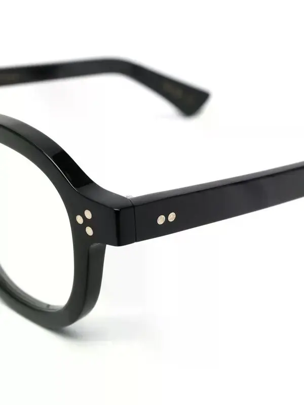 LESCA Logo-print Round-frame Glasses - Black