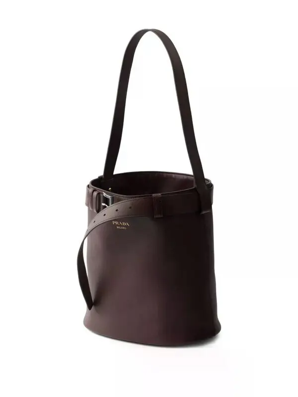 Prada Bucket Bag With Belt Embellishment - Brown