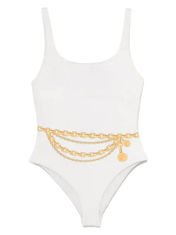 Versace Treasure-print Swimsuit - Neutrals