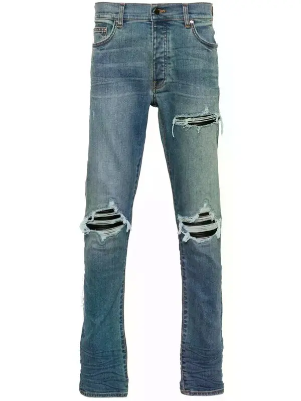 Amiri Mx1 Distressed Skinny Jeans - Grey
