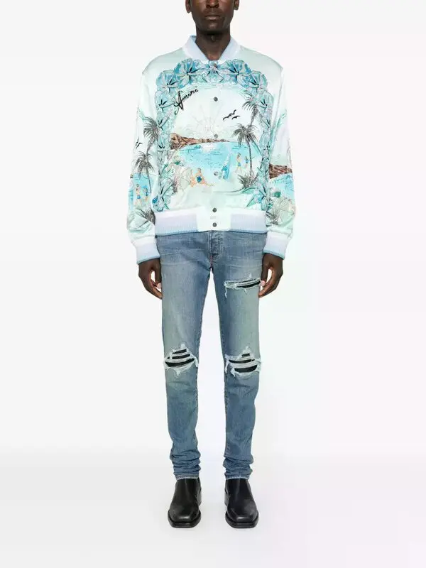 Amiri Mx1 Distressed Skinny Jeans - Grey