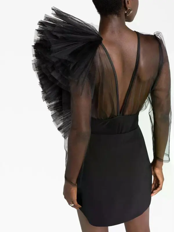 Alchemy Fashions 3d-ruffles Sheer Body - Black