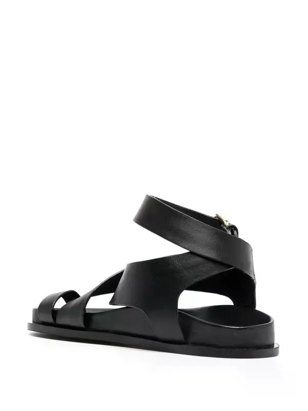 A.emery Jalen Flat Leather Sandals - Black