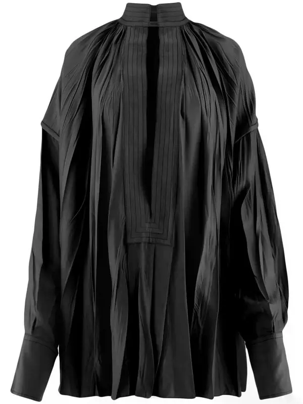 FERRAGAMO Kaftan Crinkle-effect Shirt - Black