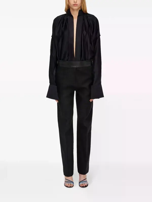FERRAGAMO Kaftan Crinkle-effect Shirt - Black
