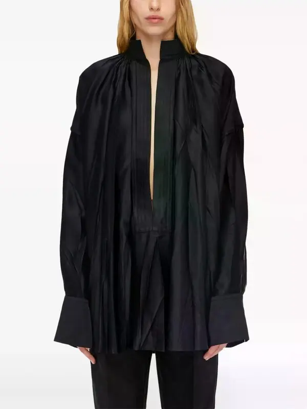 FERRAGAMO Kaftan Crinkle-effect Shirt - Black