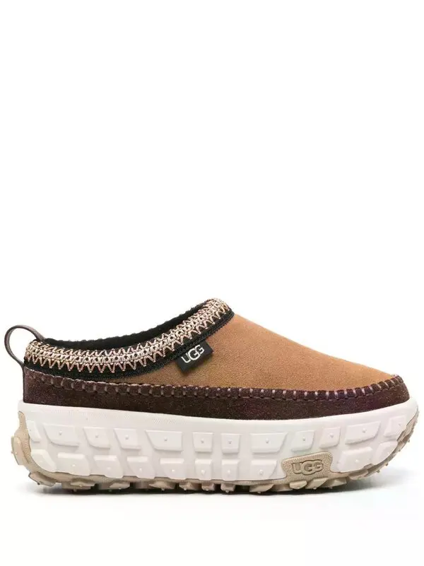 UGG Venture Daze Embroidered Suede Slides - Brown