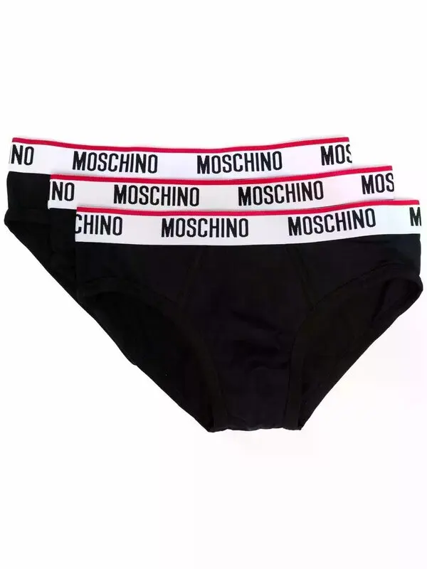 Moschino Logo-waistband Three-pack Briefs - Black