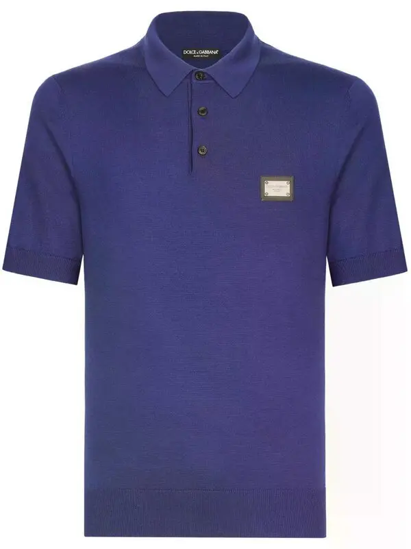 Dolce & Gabbana Logo-tag Wool Polo Shirt - Blue