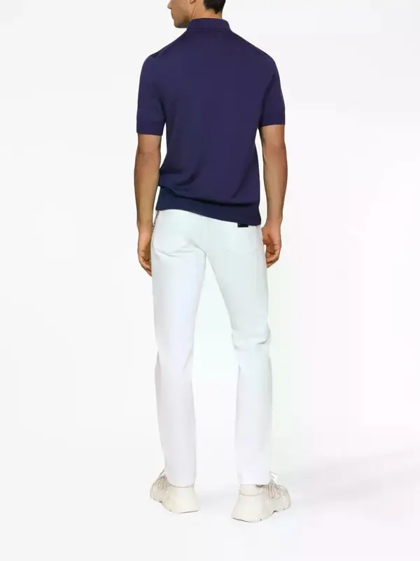 Dolce & Gabbana Logo-tag Wool Polo Shirt - Blue