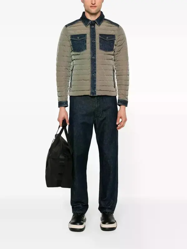 MOORER Denim-trim Quilted Jacket - Blue
