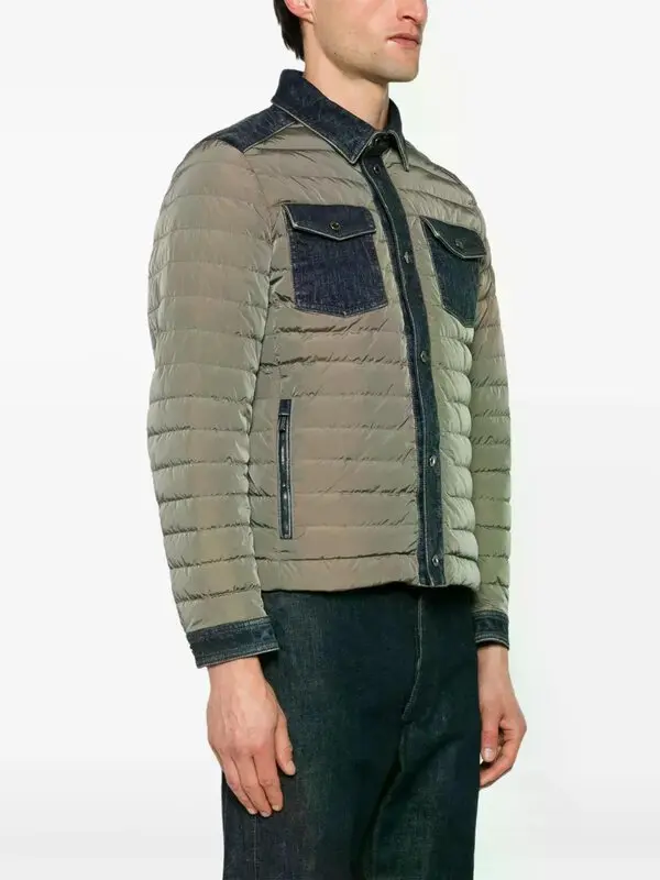 MOORER Denim-trim Quilted Jacket - Blue