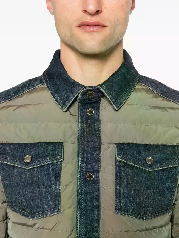 MOORER Denim-trim Quilted Jacket - Blue