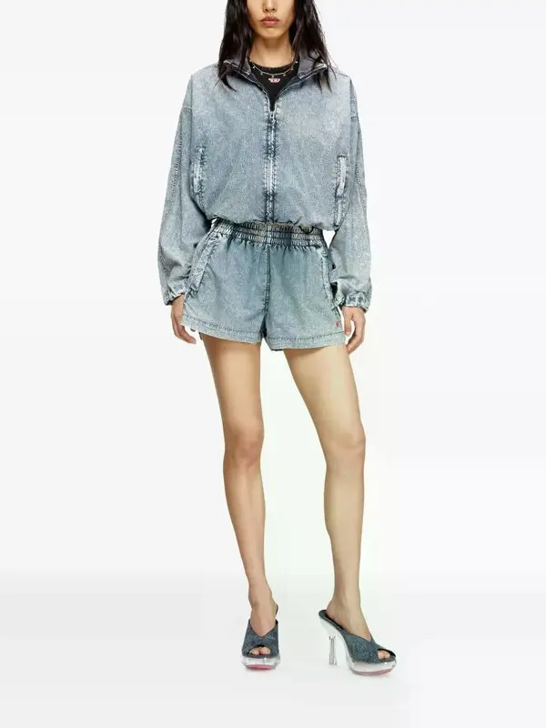 DIESEL® G-leam-r1 Acid Washed Denim Bomber Jacket