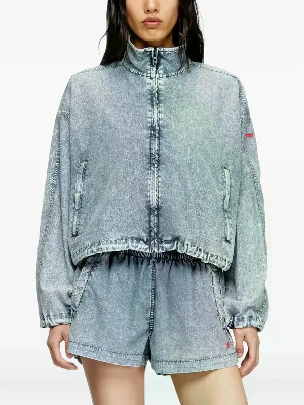 DIESEL® G-leam-r1 Acid Washed Denim Bomber Jacket