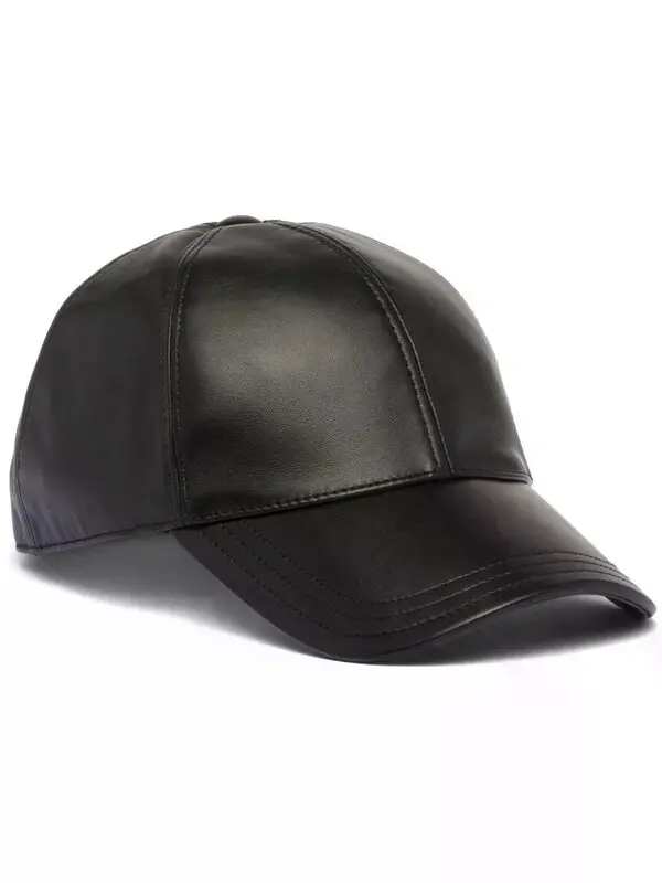 Prada Triangle-logo Nappa Leather Baseball Cap - Black