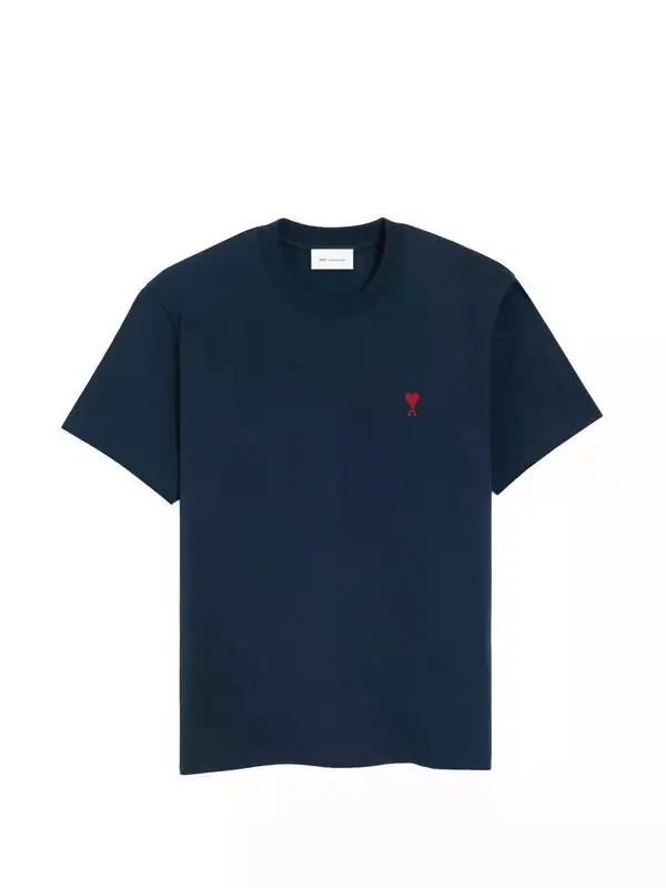 AMI Paris De Coeur Embroidered Organic Cotton T-shirt - Blue