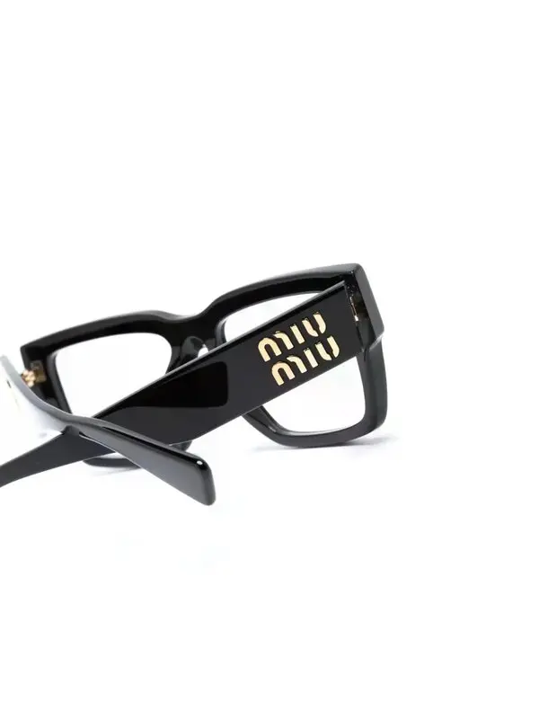 Miu Miu Logo-plaque Rectangle-frame Glasses - Black