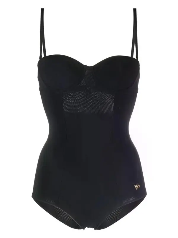 Dolce & Gabbana Logo-plaque Swimsuit - Black
