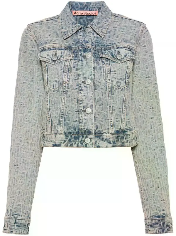 Acne Studios Monogram-jacquard Denim Jacket - Blue