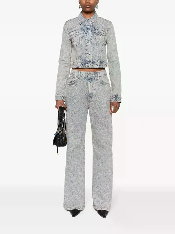 Acne Studios Monogram-jacquard Denim Jacket - Blue