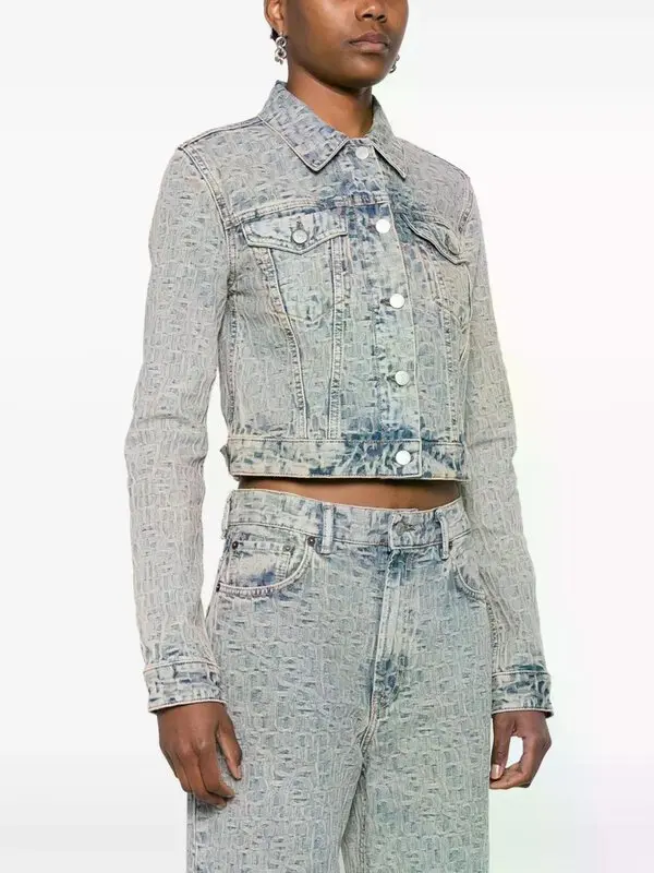 Acne Studios Monogram-jacquard Denim Jacket - Blue