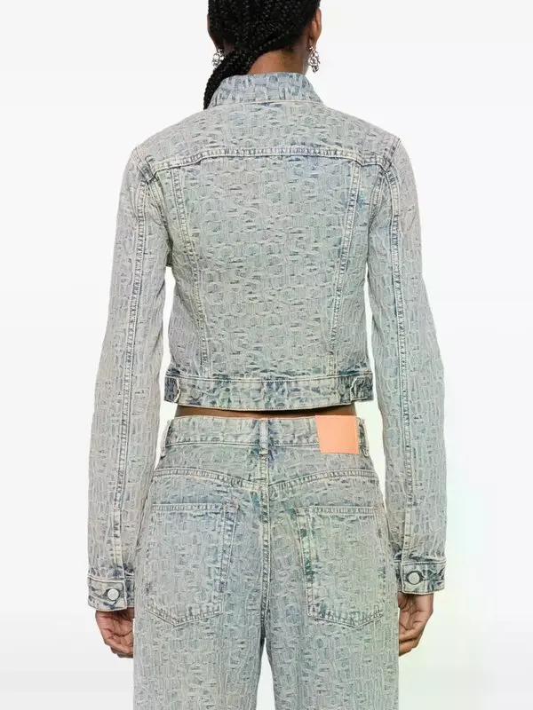 Acne Studios Monogram-jacquard Denim Jacket - Blue