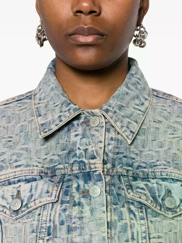 Acne Studios Monogram-jacquard Denim Jacket - Blue