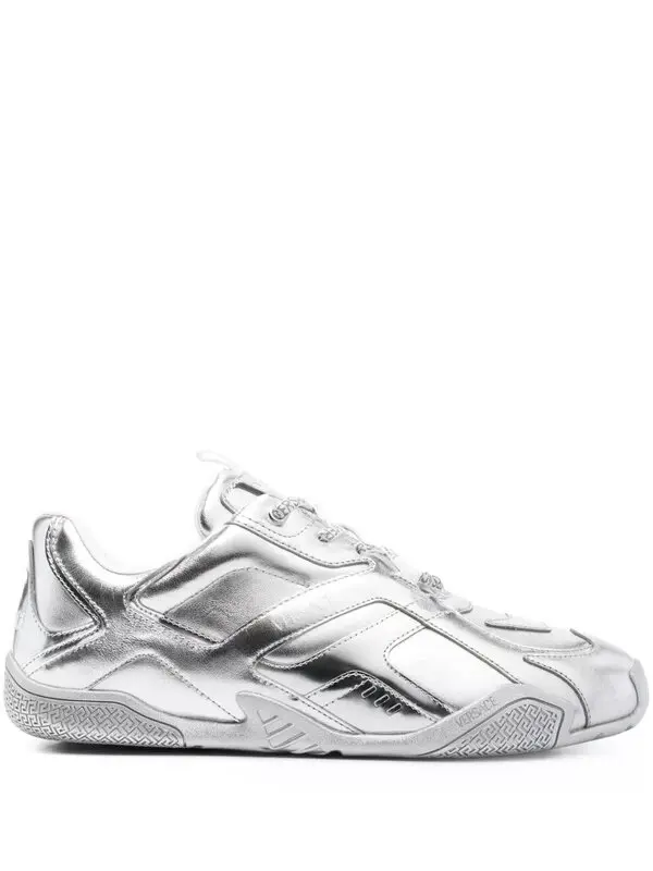 Versace Galaxia Metallic Lace-up Sneakers - Silver