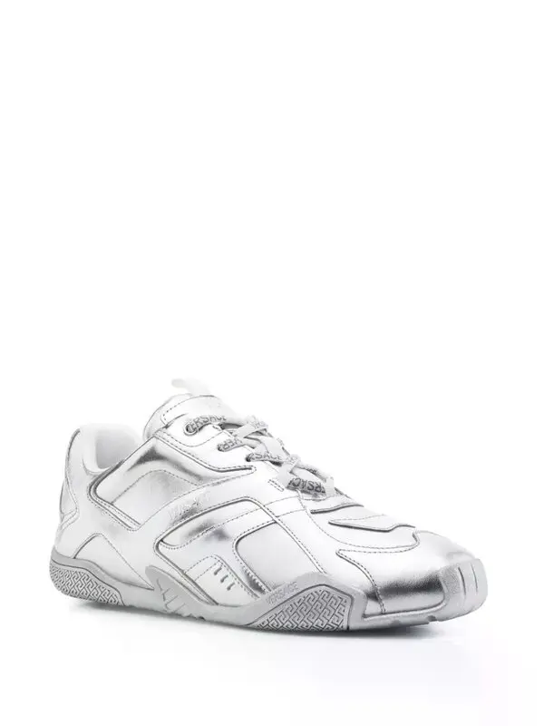 Versace Galaxia Metallic Lace-up Sneakers - Silver