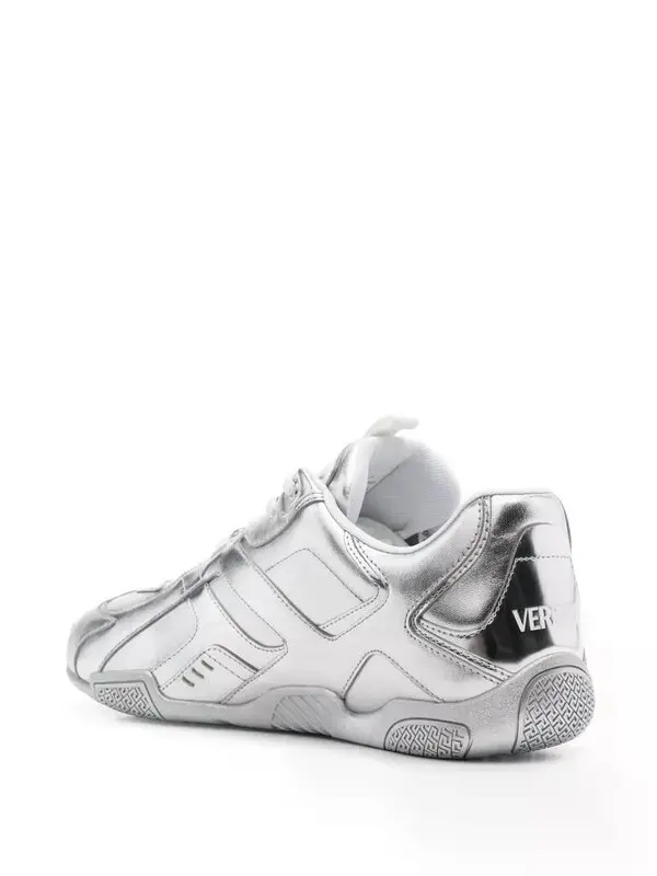 Versace Galaxia Metallic Lace-up Sneakers - Silver