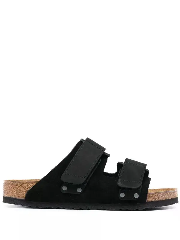 BIRKENSTOCK Uji Leather Slides - Black