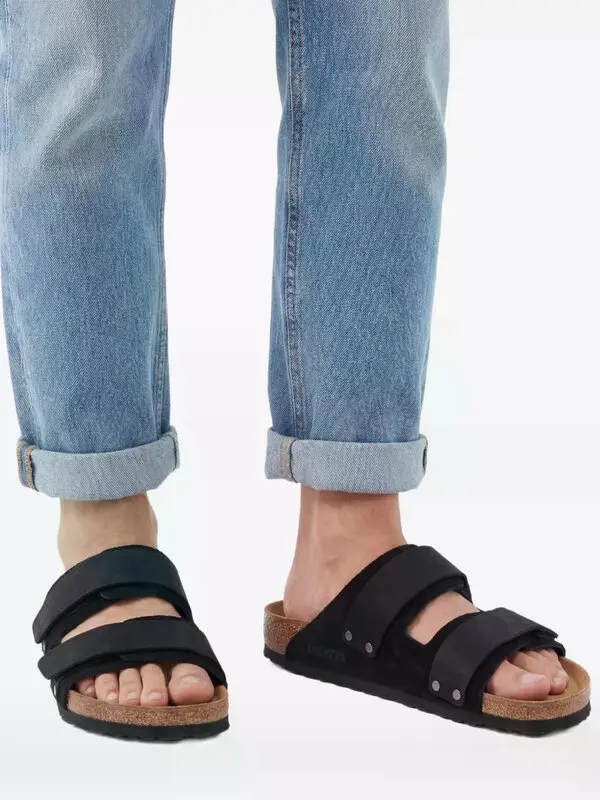BIRKENSTOCK Uji Leather Slides - Black