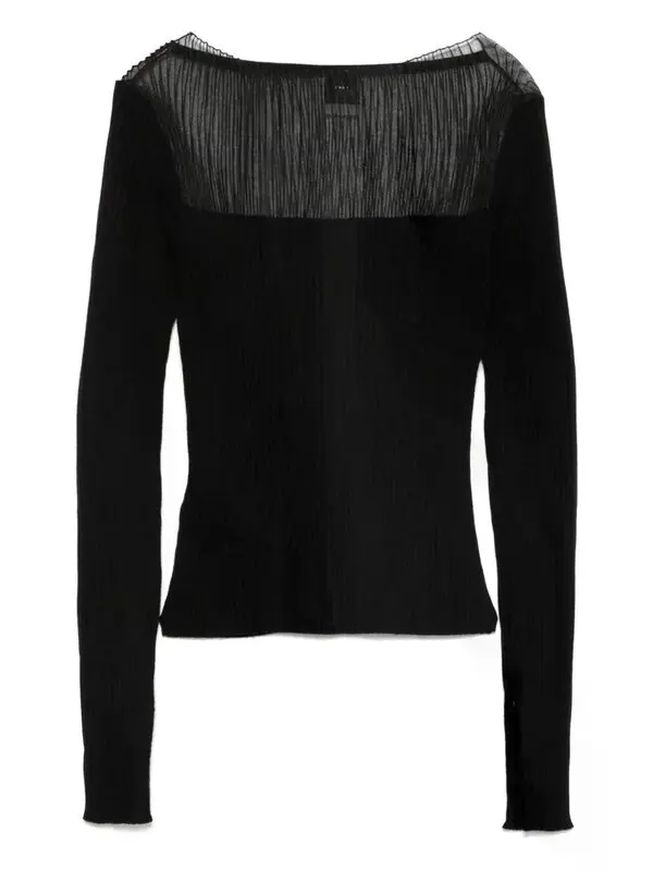 Pinko Semi-sheer Panel Ribbed Jumper