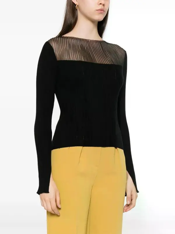 Pinko Semi-sheer Panel Ribbed Jumper