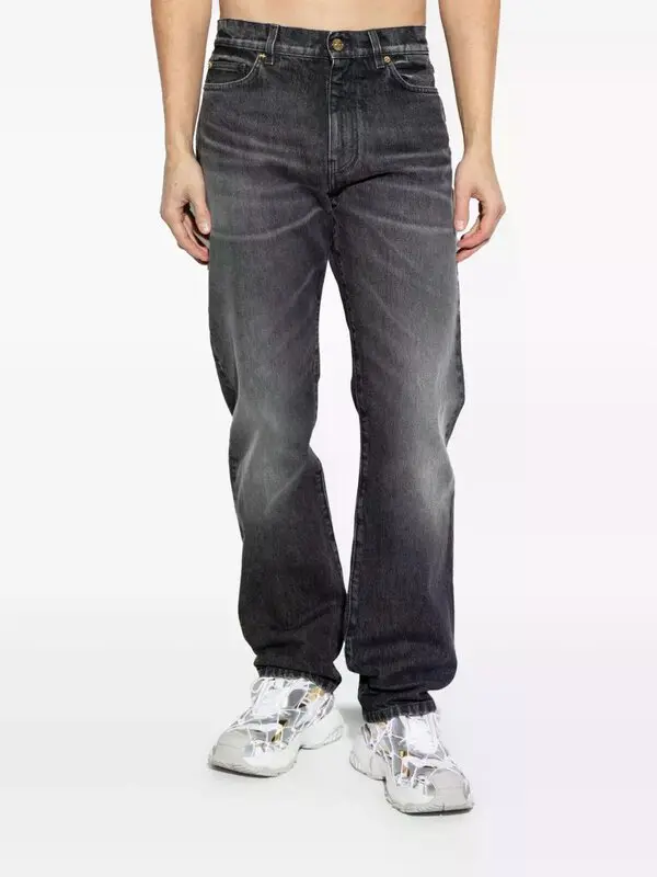 Versace Logo Embroidered Jeans